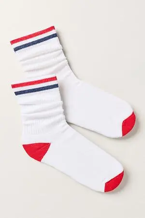 AMERICAN TRENCH Striped Cuff Socks - White
