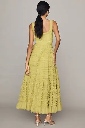Mac Duggal Mesh Ruffle Dress