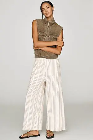 Z Supply Scout Striped Wide-leg Pants - Cloud