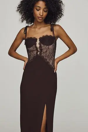 Endless Rose Lace Midi Dress - Brown