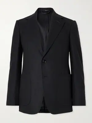TOM FORD Shelton Brushed Wool And Cashmere-blend Blazer - Black