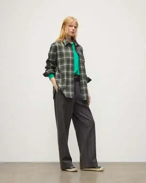 Johnstons Of Elgin Clanlass Plaid Wool & Cashmere Blend Overshirt