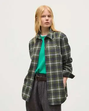 Johnstons Of Elgin Clanlass Plaid Wool & Cashmere Blend Overshirt