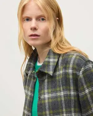 Johnstons Of Elgin Clanlass Plaid Wool & Cashmere Blend Overshirt