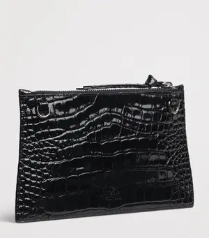 VIVIENNE WESTWOOD Small Croc-embossed Leather Clutch Bag With Orb Detail