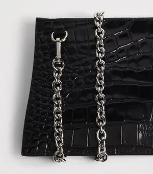 VIVIENNE WESTWOOD Small Croc-embossed Leather Clutch Bag With Orb Detail