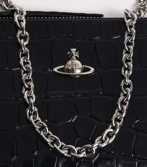 VIVIENNE WESTWOOD Small Croc-embossed Leather Clutch Bag With Orb Detail