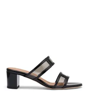 MALONE SOULIERS Leather And Pvc Loulou Heeled Mules 45 - Black