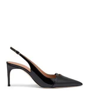 MALONE SOULIERS Patent Leather Schiffer Slingback Pumps 70 - Black
