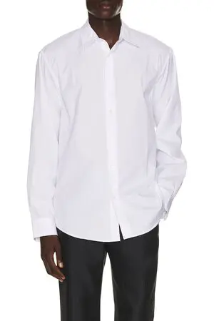 Dries Van Noten Caper Shirt In Blue - White