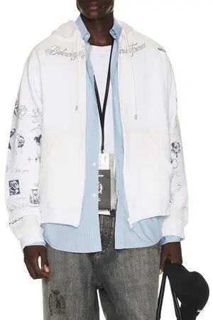 Balenciaga Raglan Zip Up Hoodie