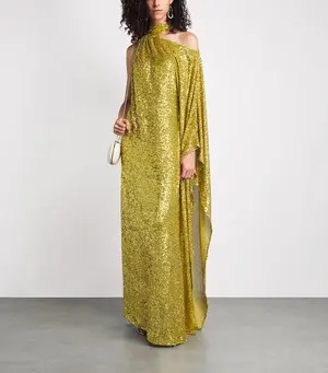 TALLER MARMO Sequinned Atlas Disco Maxi Dress - Green