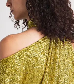 TALLER MARMO Sequinned Atlas Disco Maxi Dress - Green