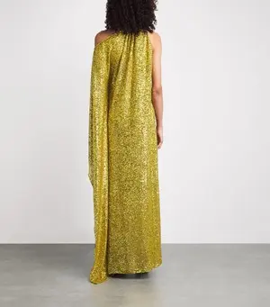 TALLER MARMO Sequinned Atlas Disco Maxi Dress - Green