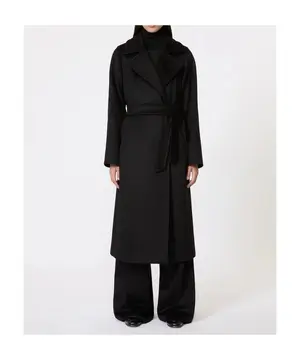 Max Mara Manuela Belted Wrap Coat - Black