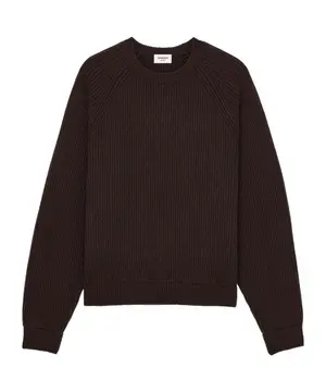 Saint Laurent Sweater In Rib-knit Cashmere - Ebene
