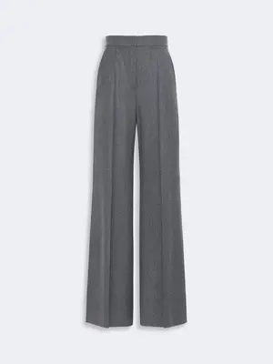 Max Mara Pleated Wool Palazzo Pants - Dark Gray