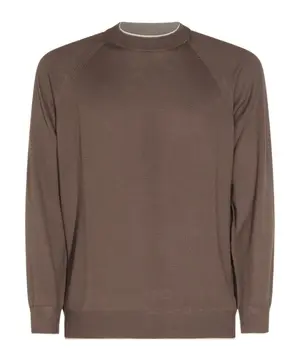 Eleventy Raglan Crew Neck Knitted Sweater - Brown