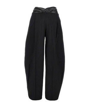 Andamane Striped Casual Trousers - Black