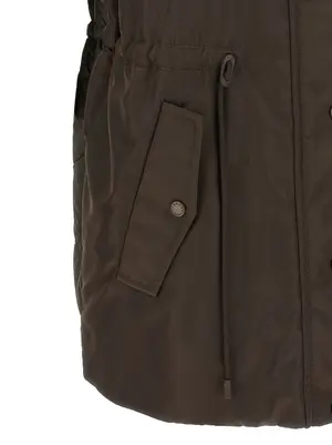 Max Mara Quilted Hooded Gilet - Mud