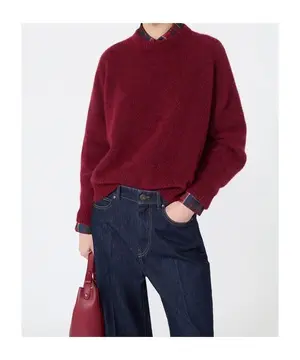 Max Mara Crew Neck Long-sleeved Knitwear With Ribbed Details