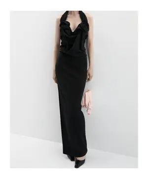 Magda Butrym Halter Corset Draped Maxi Dress