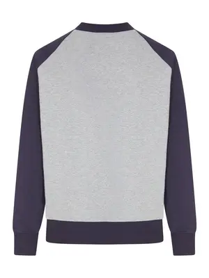 Miu Miu Raglan Sleeve Logo Embroidered Sweatshirt - Grey Blue
