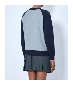 Miu Miu Raglan Sleeve Logo Embroidered Sweatshirt - Grey Blue