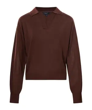 Soeur Ribbed V-neck Knit Top - Red