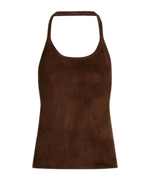 Stouls Leather Open-back Tank Top - Castor