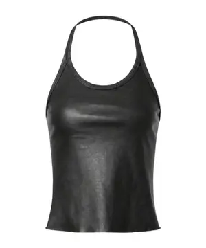 Stouls Leather Open-back Tank Top - Black