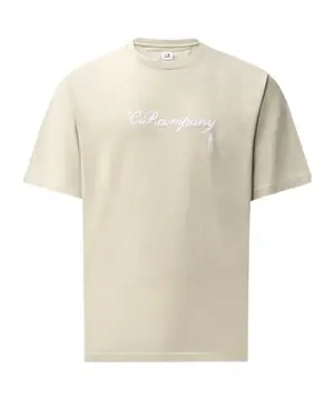 C.P. COMPANY Embroidered-logo T-shirt - Silver Birch