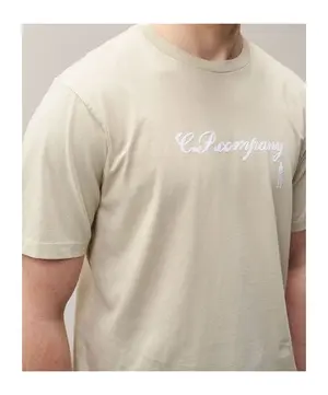 C.P. COMPANY Embroidered-logo T-shirt - Silver Birch