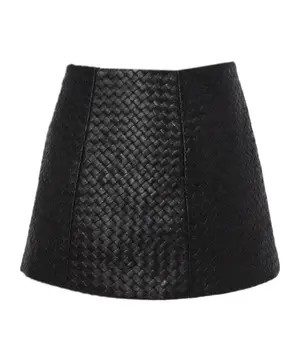 MANOKHI Woven Leather Mini Skirt - Black