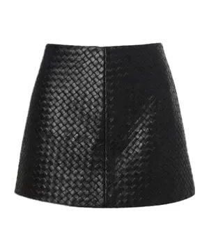 MANOKHI Woven Leather Mini Skirt