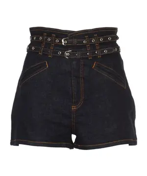 Philosophy Di Lorenzo Serafini High-waisted Belted Denim Shorts - Dark Blue