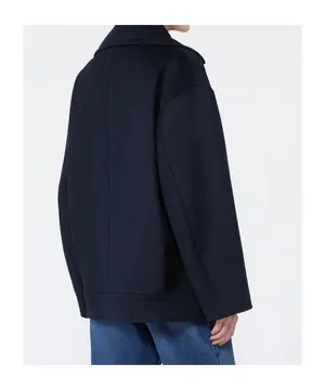 Max Mara Double-breasted Pea Coat - Navy Blue