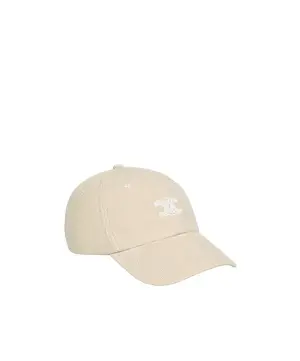 Celine Triomphe Corduroy Cap - Sand