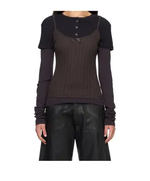 Acne Studios Layered Jersey Shirt With Bow Detail - Black