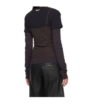 Acne Studios Layered Jersey Shirt With Bow Detail - Black