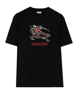 Burberry Embroidered Equestrian Logo T-shirt - Black