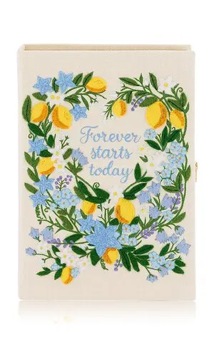 OLYMPIA LE-TAN Embroidered Lemon Clutch - Neutral