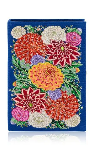 OLYMPIA LE-TAN Olympia Le-Tan Dahlia Embroidered Clutch Navy