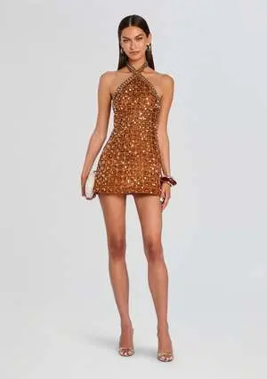 Retrofete Janneth Sequin Dress - Cigar