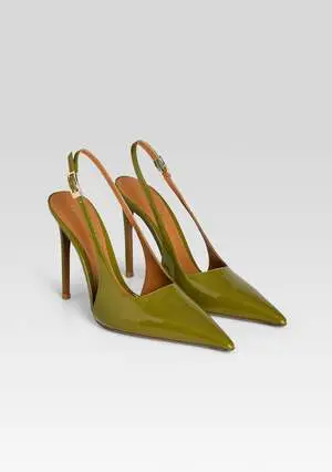 Retrofete Cindy Patent Leather Slingback Heels - Basil