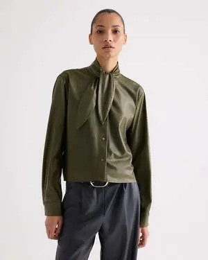 TWP Tied Up In You Top In Paper Leather - Beetle