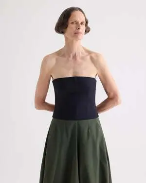 TWP Jillian Bustier In Italian Wool Twill - Midnight