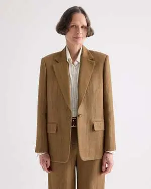 TWP Jillian Blazer In Novel Herringbone Linen - Kelp