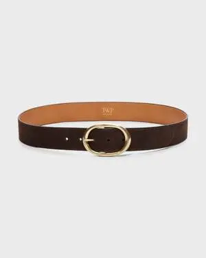 TWP Wide Belt In Nubuck Leather - Chocolate