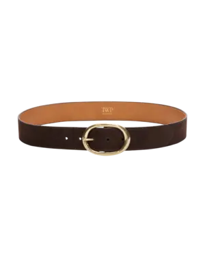 TWP Nubuck Leather Wide Belt With Oval Buckle